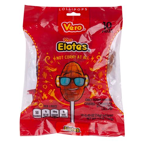 Vero Elotes Lollipops 10 Piece 49 Oz Peg Bag Nassau Candy