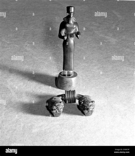 Statues Assyrian God Bronze In British Museum In London 18 April 1962