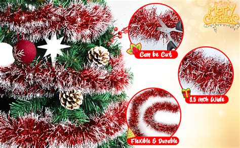 50ft Christmas Tinsel Garland Red Garland For Christmas