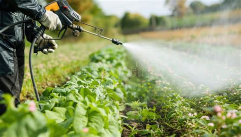 Man Spraying Pesticides In Field Stock Image Image Of Diseases