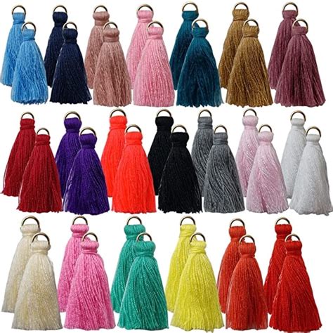 Eimeli 200 Pieces Mini Tassels Small Soft Tassels 20 Colors Tiny Handmade Tassels With Golden