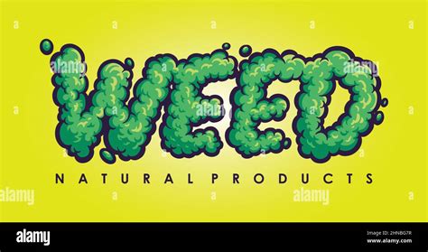 Weed Word Lettering Natural Decorative Vector Illustrations For Your