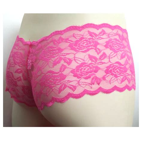 Mens Pink Sexy Floral Lace Panties Pouch Briefs Underwear Pt16299