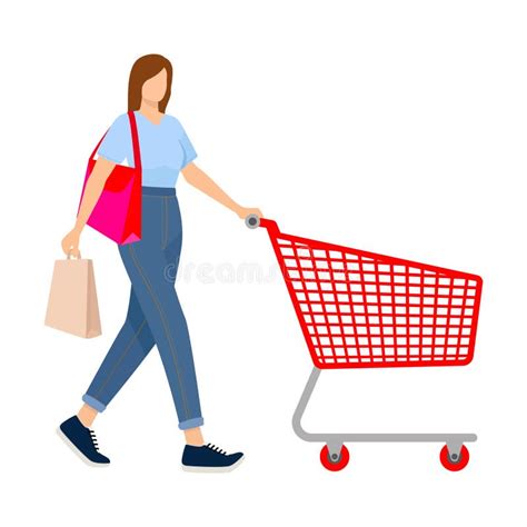Pushing Shopping Cart Stock Illustrations 2317 Pushing Shopping Cart