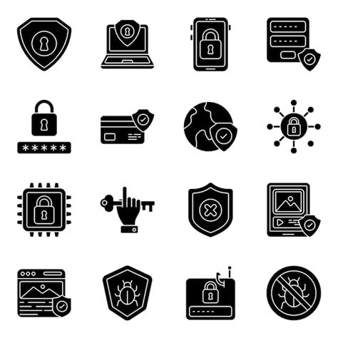 Premium Vector Set Of Security Glyph Icons