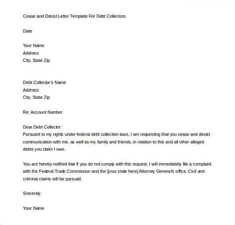 Cease And Desist Collection Letter Template Social Media Template