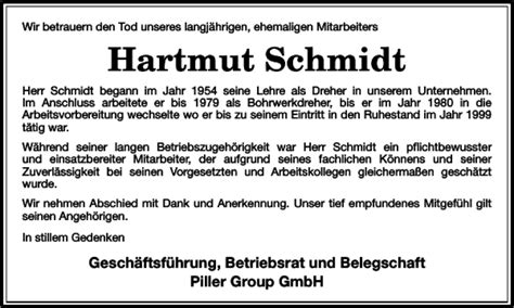 Traueranzeigen Von Hartmut Schmidt Harztrauer De