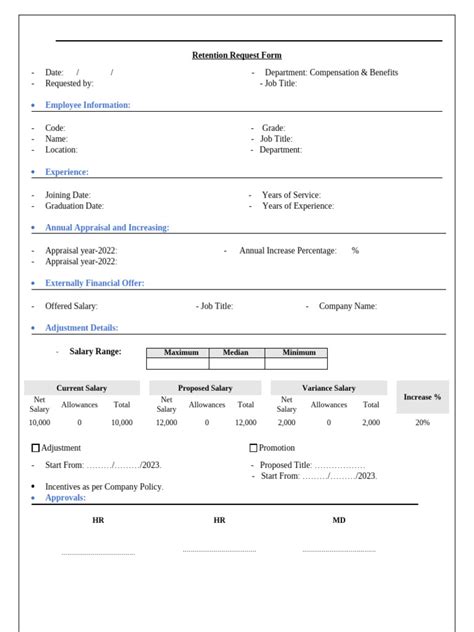 Retention Form Pdf