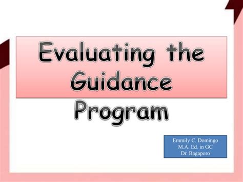 Evaluating The Guidance Program Pptx