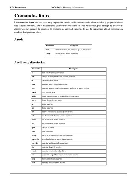 Comandos Linux Pdf Archivo De Computadora Usuario Informática