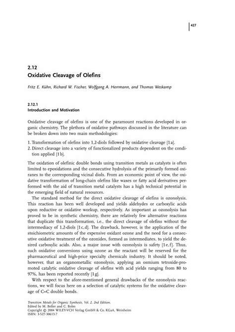 Pdf Transition Metals For Organic Synthesis Oxidative Cleavage Of Olefins Dokumentips