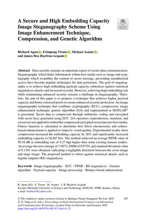 Pdf A Secure And High Embedding Capacity Image Steganography Scheme