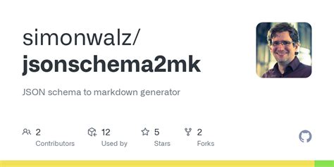 Github Simonwalzjsonschema2mk Json Schema To Markdown Generator