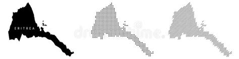 Eritrea Silhouette Map And Two Patterns Of Dots And Slanted Lines Flat