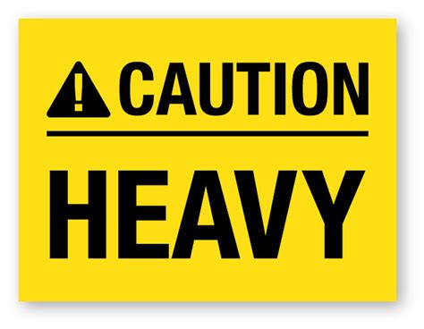 Caution Heavy Yellow Shipping Label