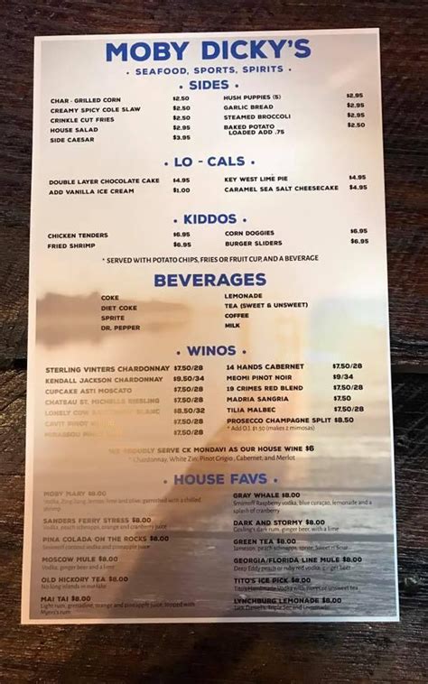 Menu At Moby Dickys Pub And Bar Hendersonville Menu At Moby Dickys Pub And Bar Hendersonville