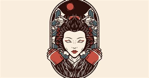 Vintage Geisha Illustration Illustrations Ft Geisha And Woman Envato