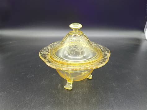 Fostoria Yellow Versailles Covered Candy Dish 6 12 Rare Etsy