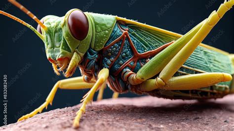 Up Close Shot Of A Mutated Grasshopper With Irregular Body Patterns And