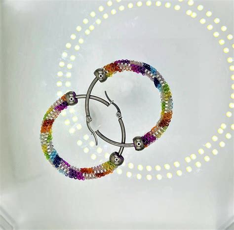Prismatic Love Collection Diamond Rainbow Checkerboard Hoop Earrings Etsy