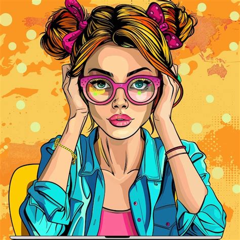 Premium Vector Beautiful Girl In Glasses Pop Art Retro Vector