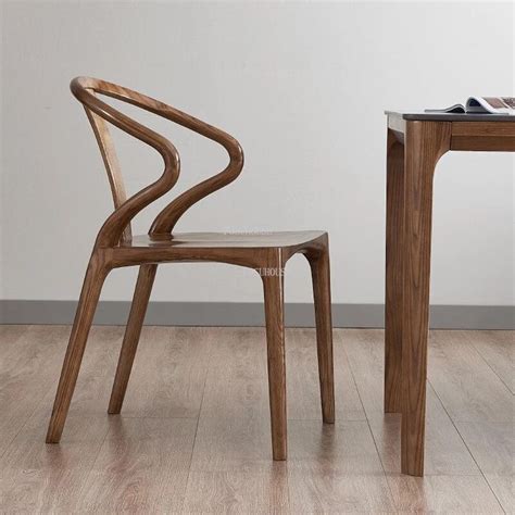 Nordic Dining Chair Modern Minimalist Solid Wood Lounge Armchair