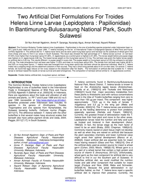 Pdf Two Artificial Diet Formulation