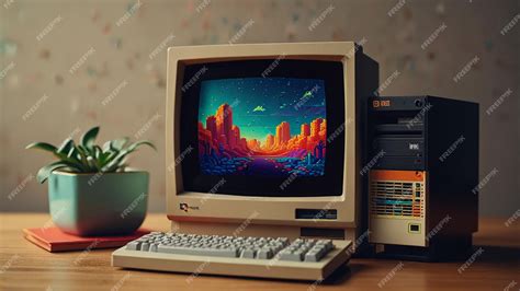 Pixelated 90s Computer Desktop Retro Technology Nostalgic Interface