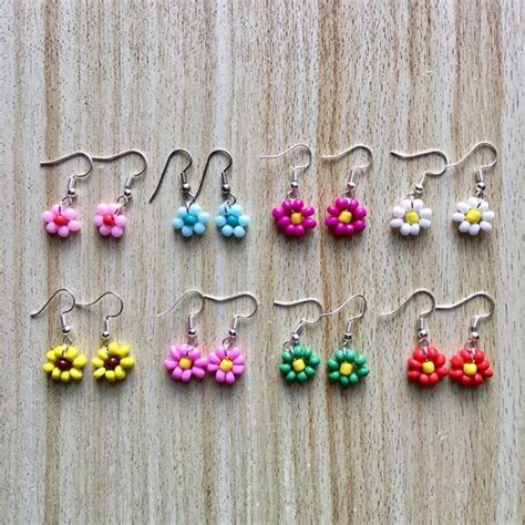 Daisy Flower Bead Earrings Beaded Earrings Diy Beaded Flowers