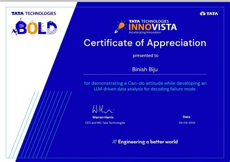 Tatatechnologies Innovistawinner Teamsuccess Binish George Biju