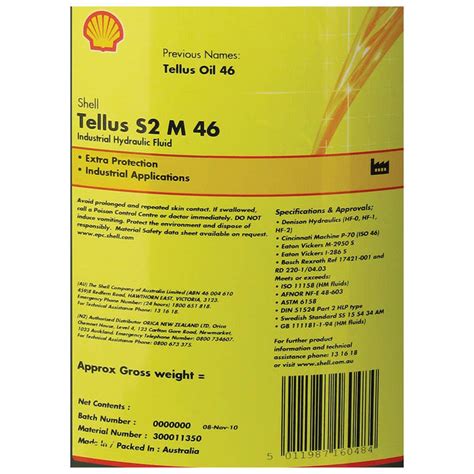 Hydraulic Oil Tellus S2 Mx 46 1000l Ibc Shell Atom