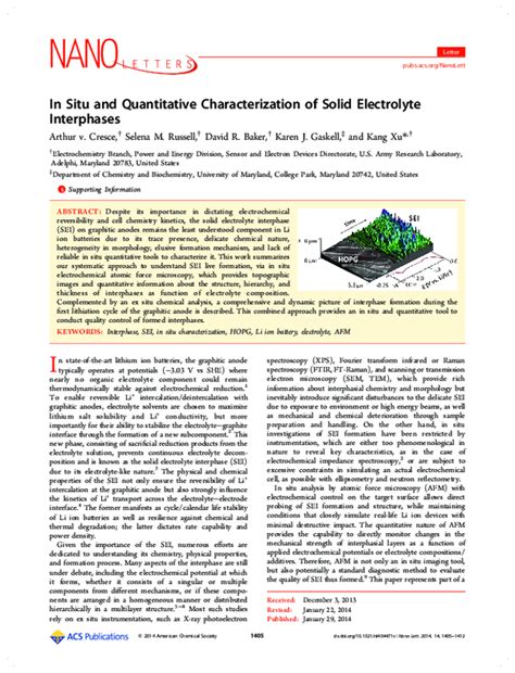 Pdf In Situ And Quantitative Characterization Of Solid Electrolyte