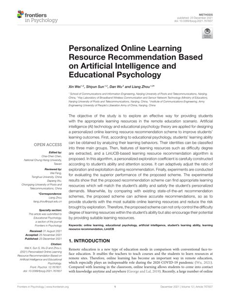 Pdf Personalized Online Learning Resource Recommendation Based On Artificial Intelligence And