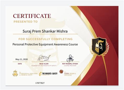 Suraj Mishra On Linkedin Completed The Certification Courses Theknightsofsafety