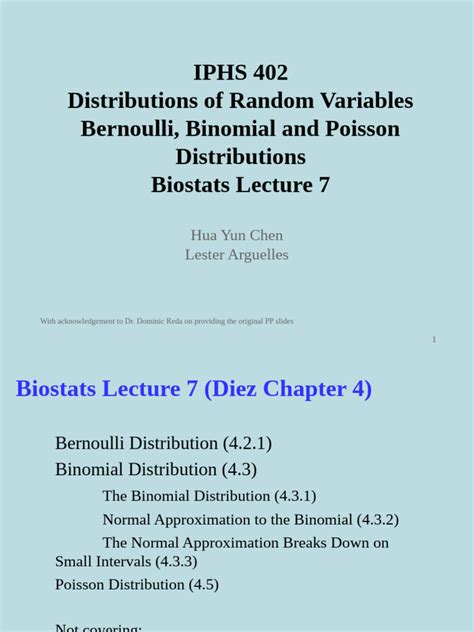Biostats Lecture 7 Bernoulli Binomial And Poisson Distributions 2