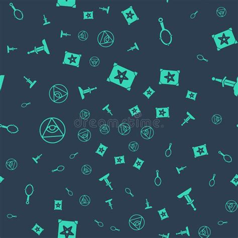 Set Ancient Magic Book Magic Hand Mirror Masons And Sword In The