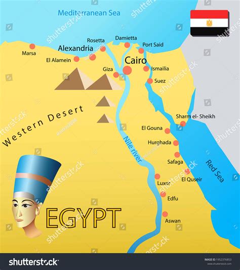Illustration Tourist Map Egypt Africa Stock Illustration 1952376853