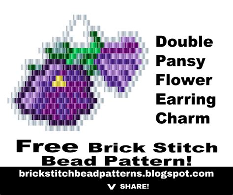 Brick Stitch Bead Patterns Journal Double Purple Pansy Flower Brick