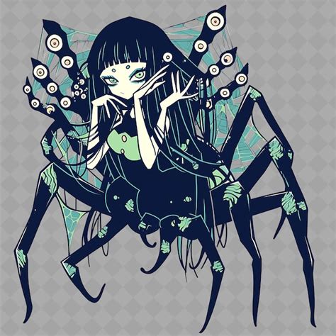 Png Fragile And Delicate Anime Spider Girl With Multiple Eyes Uma Coleção Criativa De Adesivos