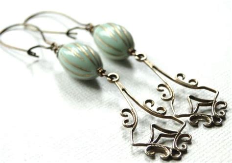 Earrings Vintage Dangle Earrings Art Deco Filigree Accessories Etsy