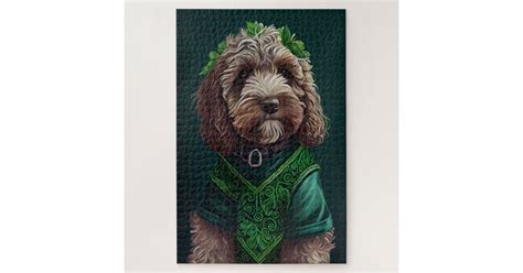 Cockapoo Dog In St Patricks Day Dress Jigsaw Puzzle Zazzle