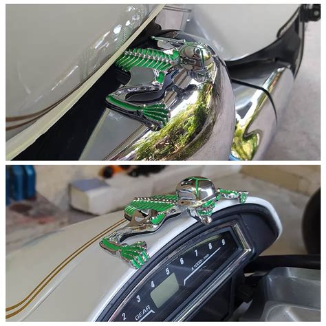 Motorcycle Luminous Green Skull Skeleton Ornament Decorative Figure St
