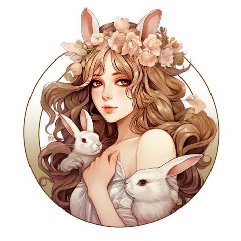 Premium Ai Image Breathtaking Bunny Girl A Fusion Of Alphonse Muchas