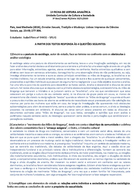 1ª Ficha De Leitura Analitica 1ª Ficha De Leitura AnalÍtica Unidade