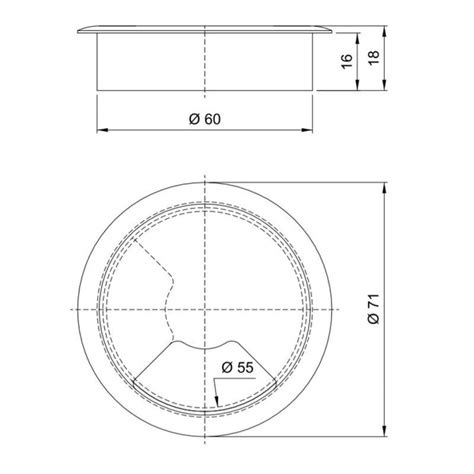 Passacavo In Plastica Per Scrivania Ø60mm Metallico Furnica