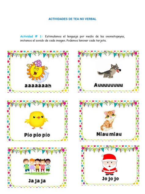Actividades No Verbales Para Estimular Tea Pdf