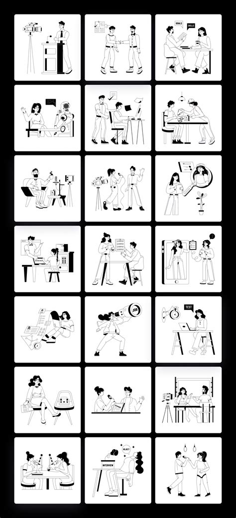 Animated Interview Illustration Set On Yellow Images Creative Store