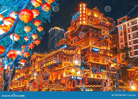 Amazing Night View Of The Hongyadong Commercial District Chongqing