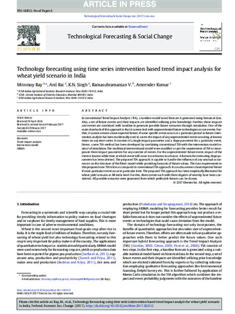 Pdf Technology Forecasting Using Time Series Intervention Based Trend Impact Analysis For