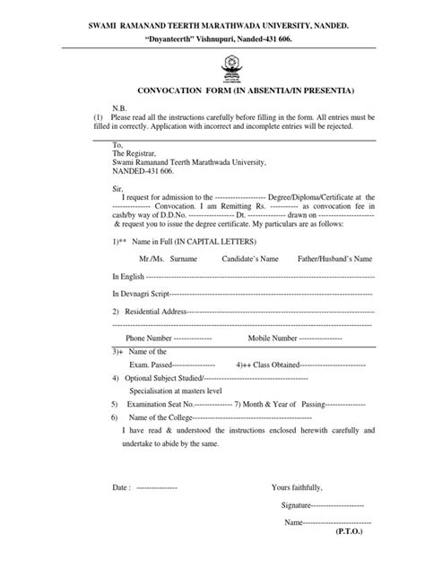 Convocation Form Fee Diploma